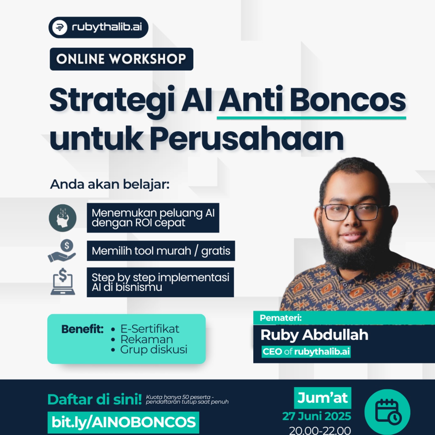 Workshop: Strategi AI Anti Boncos untuk Perusahaan | rubythalib.ai